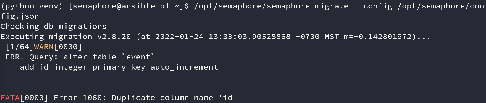 Cannot migrate from version 2.7.22 to 2.8.31 · Issue #830 · semaphoreui/semaphore · GitHub