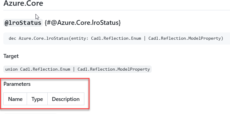 Generated docs renders empty table when there are no parameters · Issue #1597 · microsoft ...