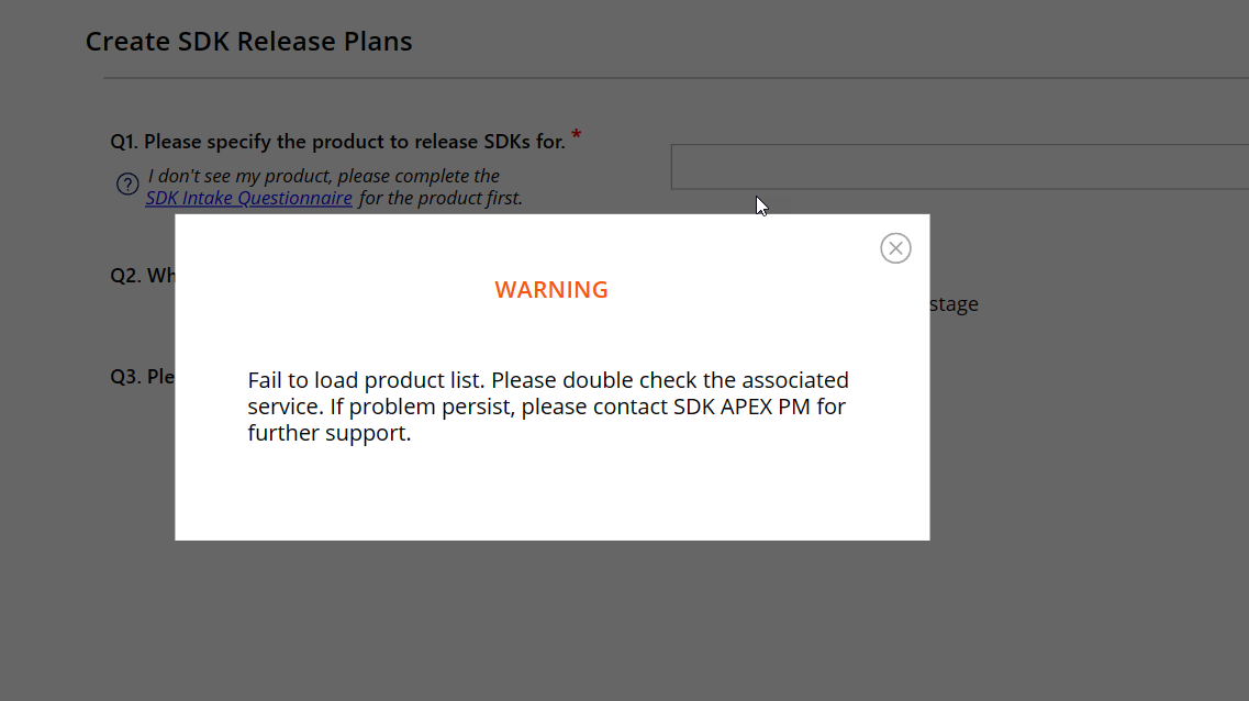 Engagement Experience: Errors loading Onboard APEX Product and Create a Release Plan pages ...