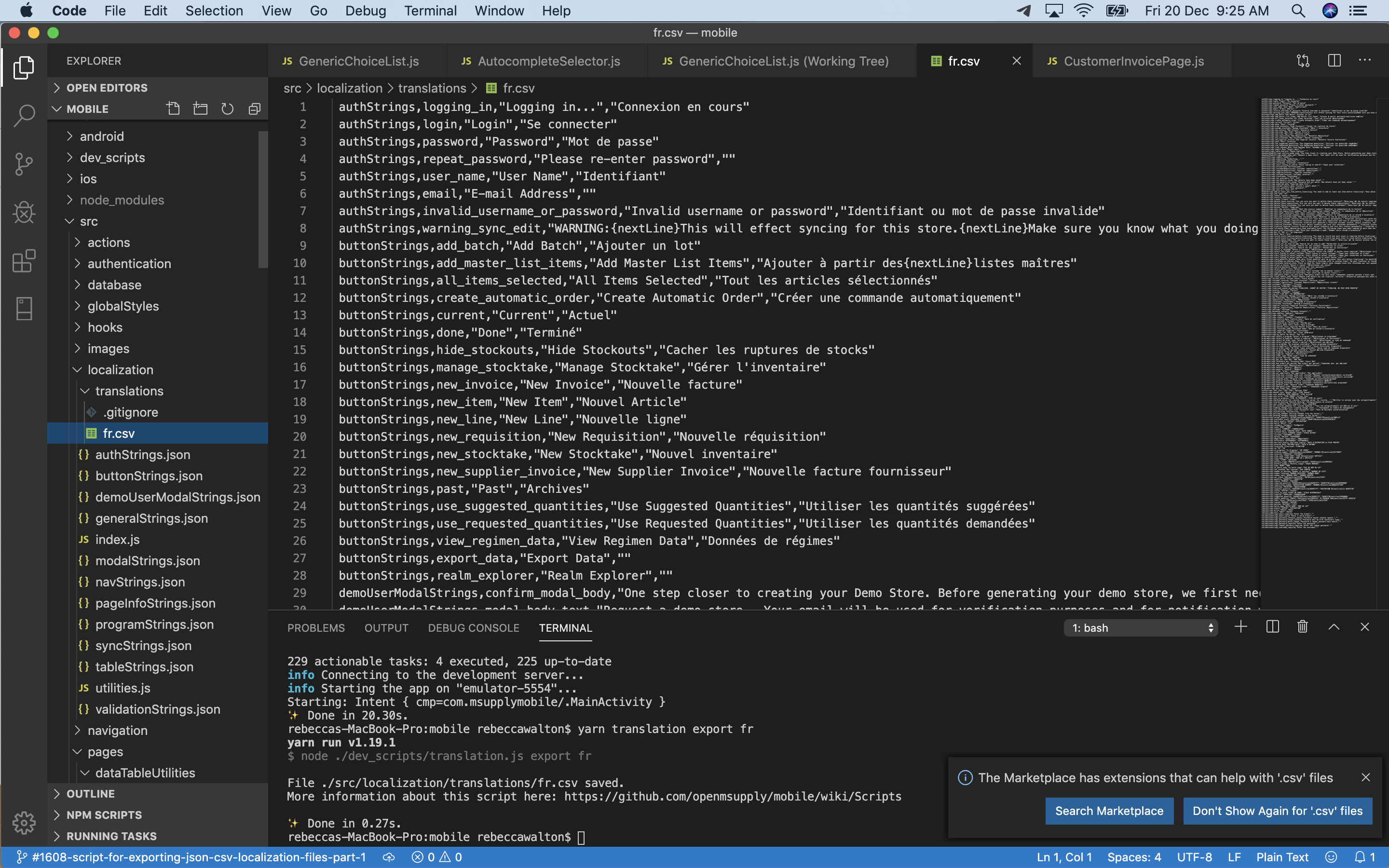 Scripts for exporting json to csv and back to js for localization files · Issue #1608 · msupply ...