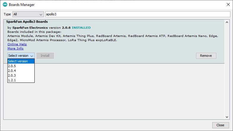 how to install from the board manager the v1 of the core? · Issue #389 · sparkfun/Arduino ...