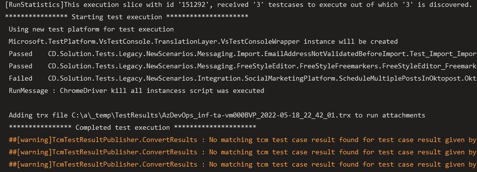 No matching tcm test case result found issue. · Issue #16341 ...