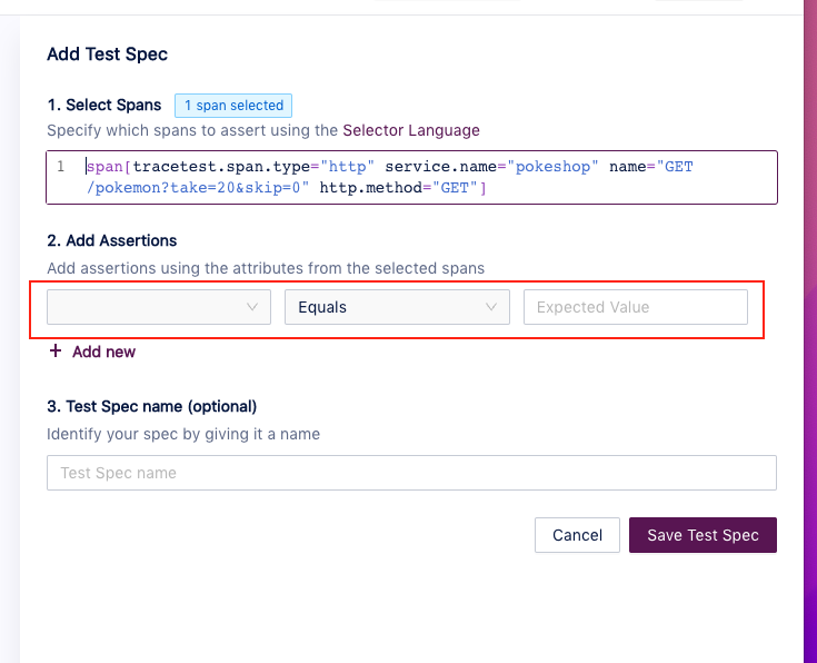 Fix inputs for the create test spec form · Issue #1185 · kubeshop ...