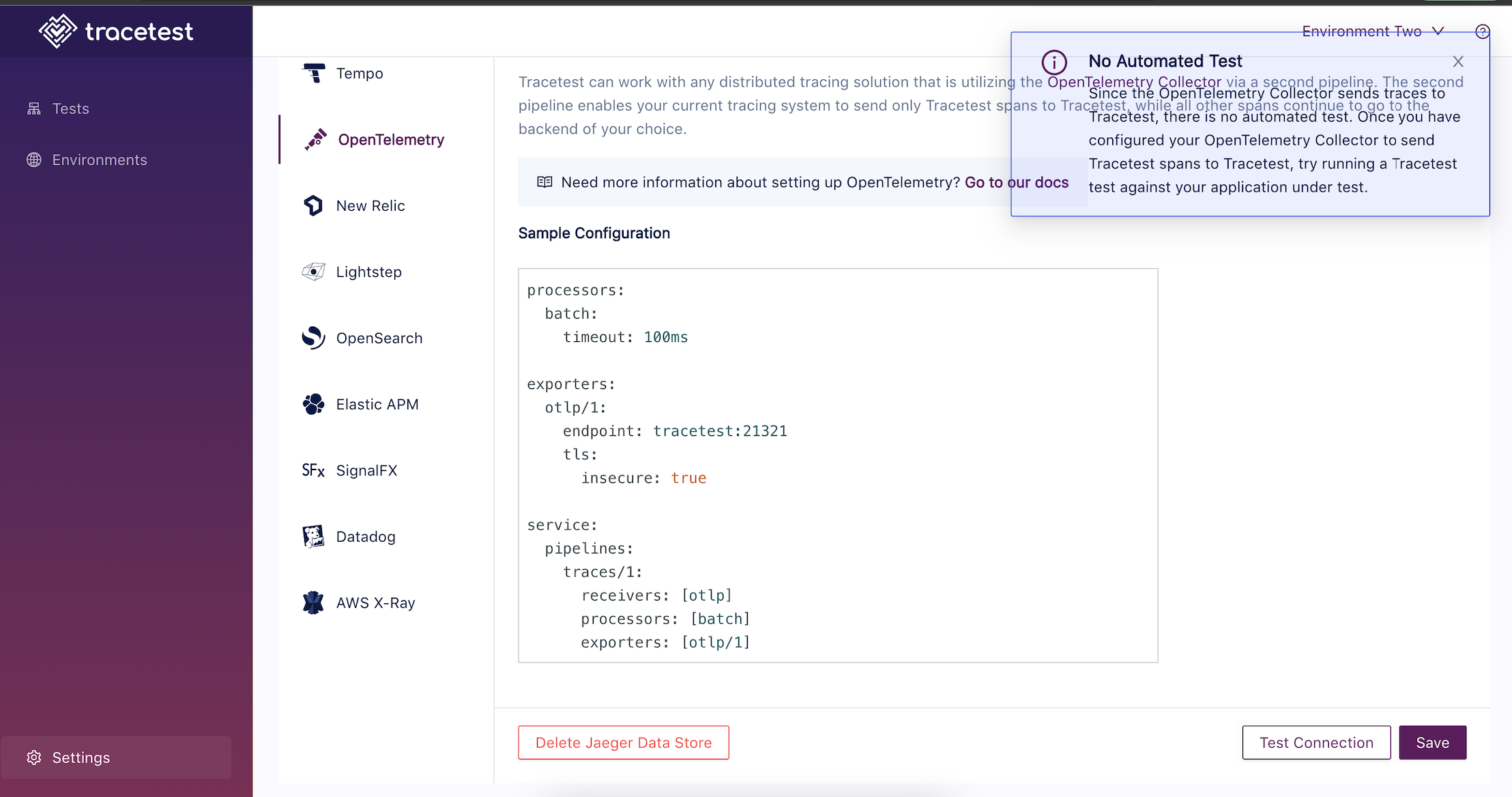 Fix Bug With Test Connection On The Opentelemetry Step · Issue 2250