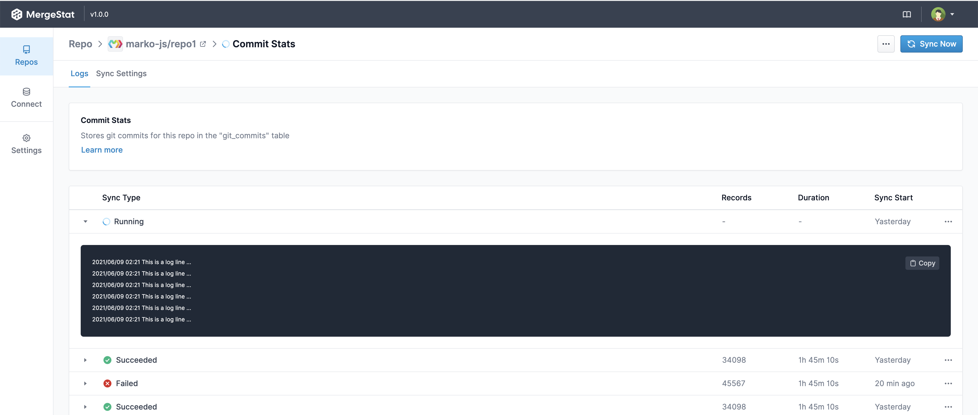 Connect The Ui To The Backend For The Repo Data Sync Page · Issue 70 · Mergestat Mergestat · Github