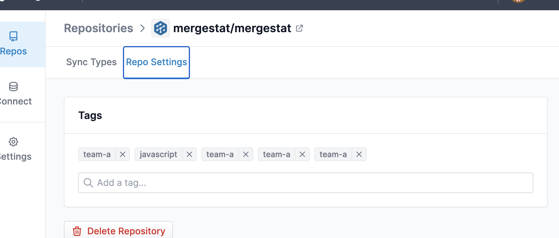 Implement Tags Management In The Repo Syncs Page Repo Settings · Issue 109 · Mergestat