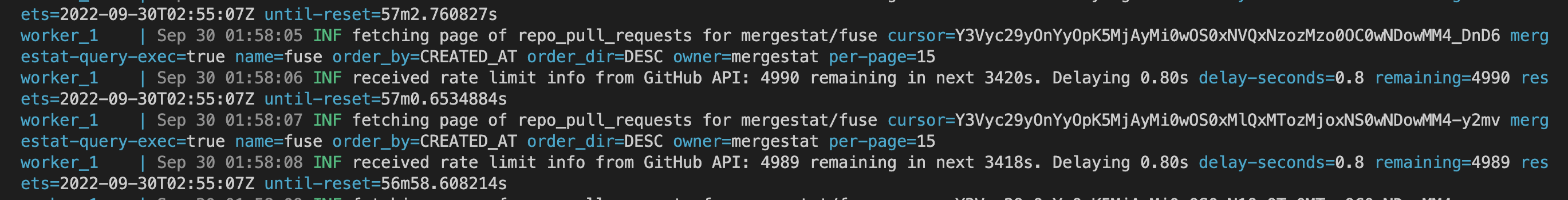 Add more application log lines for certain key events · Issue #335 · mergestat/mergestat · GitHub