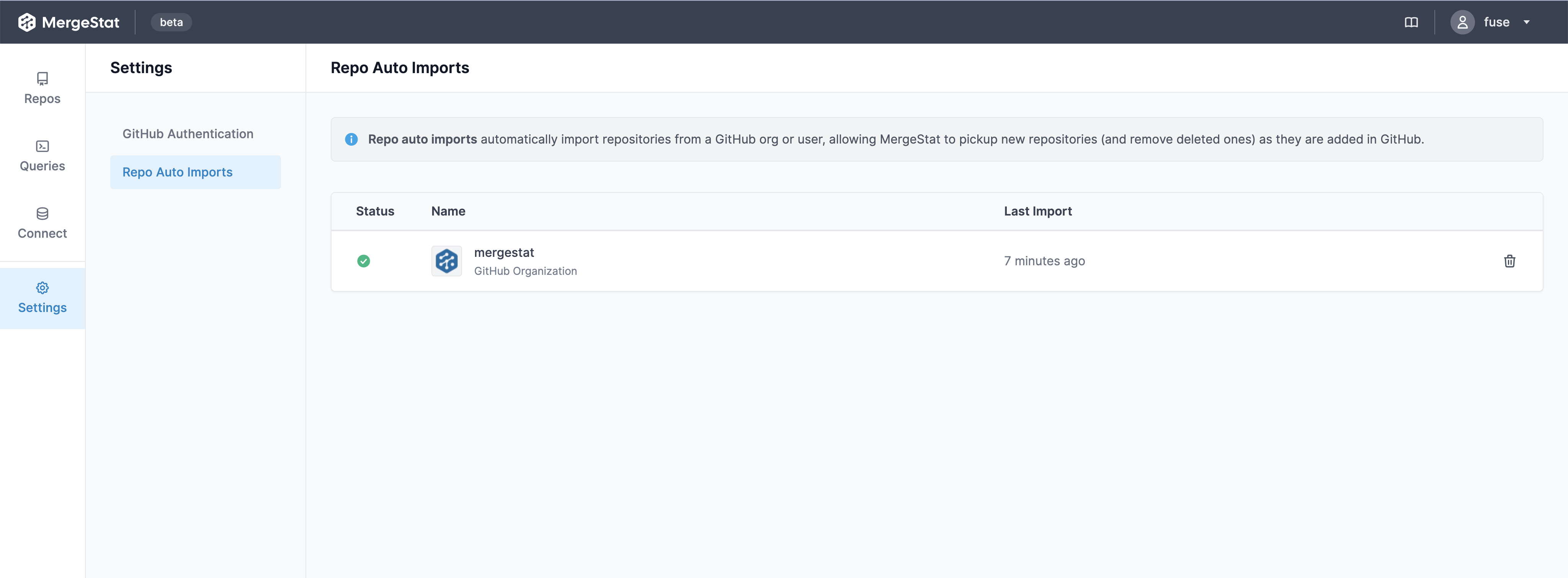 Repo Auto Import Area In ` Settings` Should Have A Flow To Create A Repo Auto Import · Issue