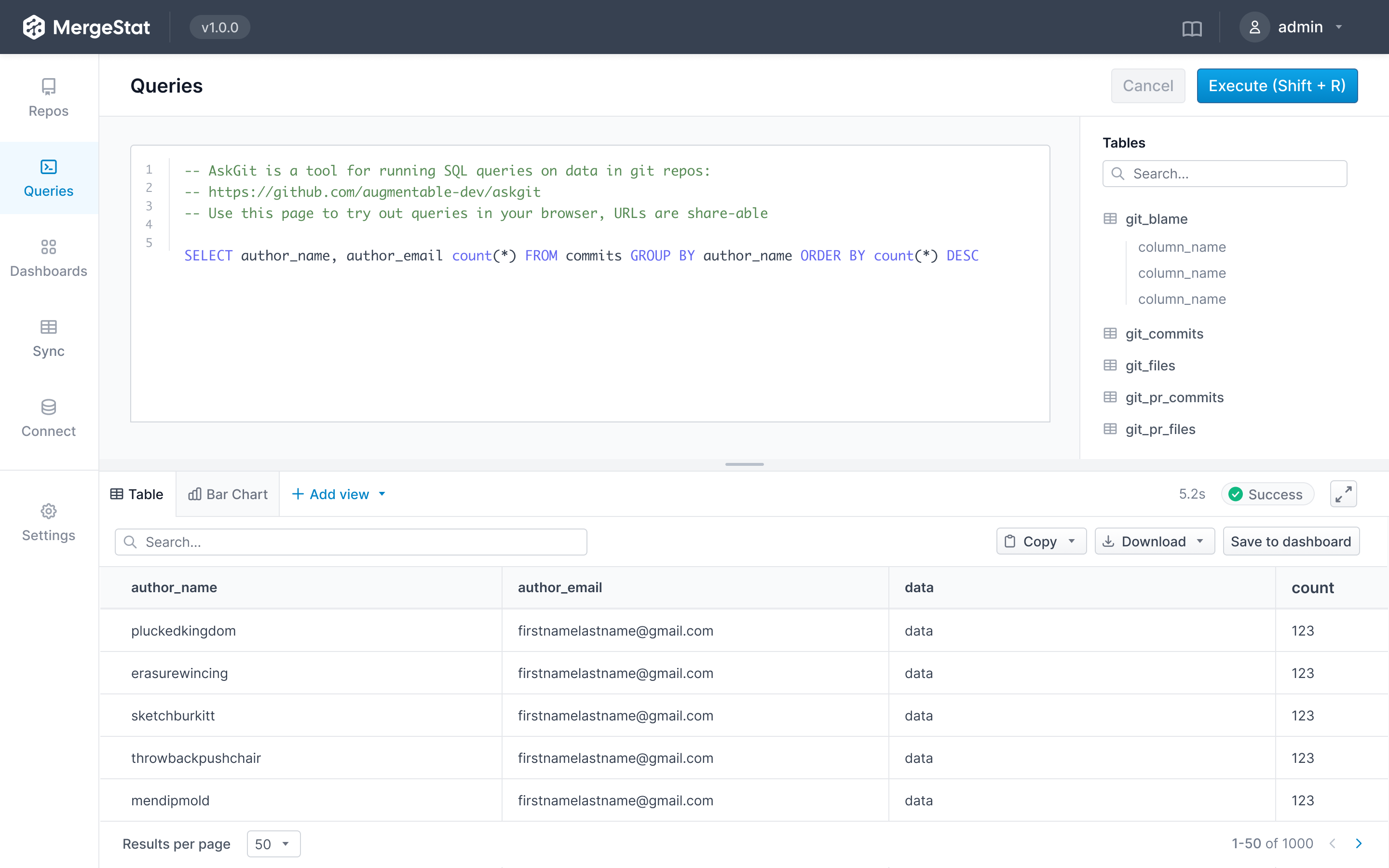 Implement basic schema info in the Query UI frontend · Issue #521 · mergestat/mergestat · GitHub