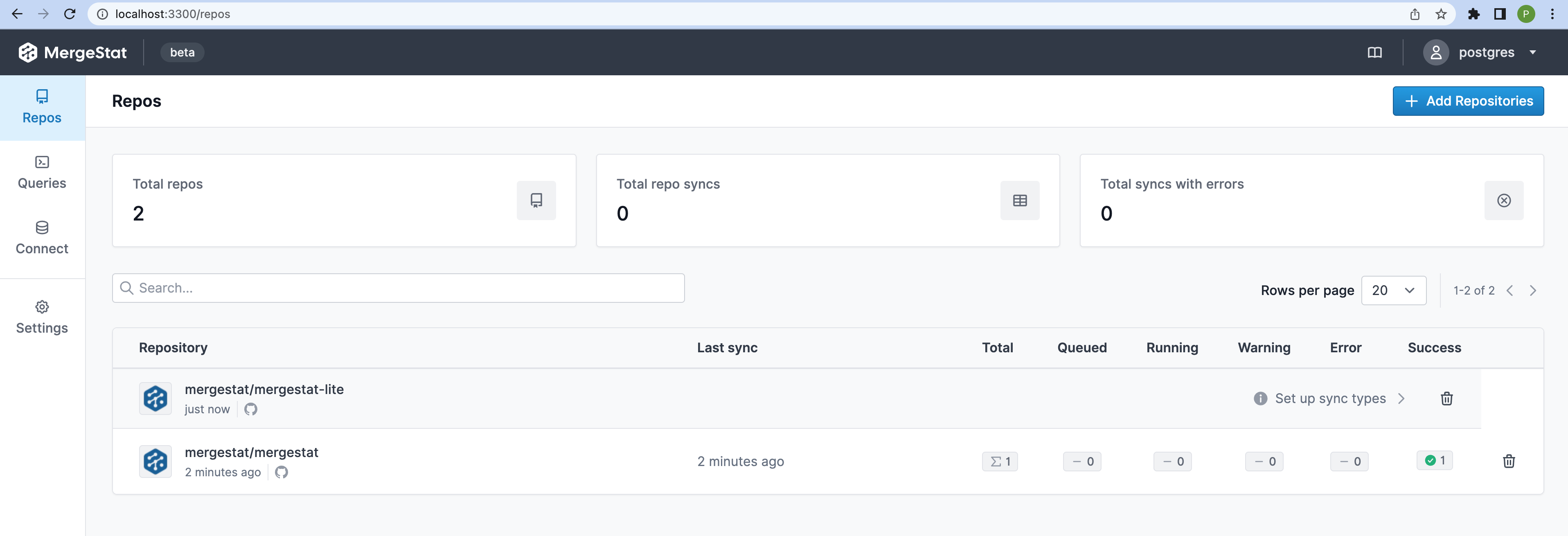 Spacing Issue On ` Repos` Table · Issue 715 · Mergestat Mergestat · Github