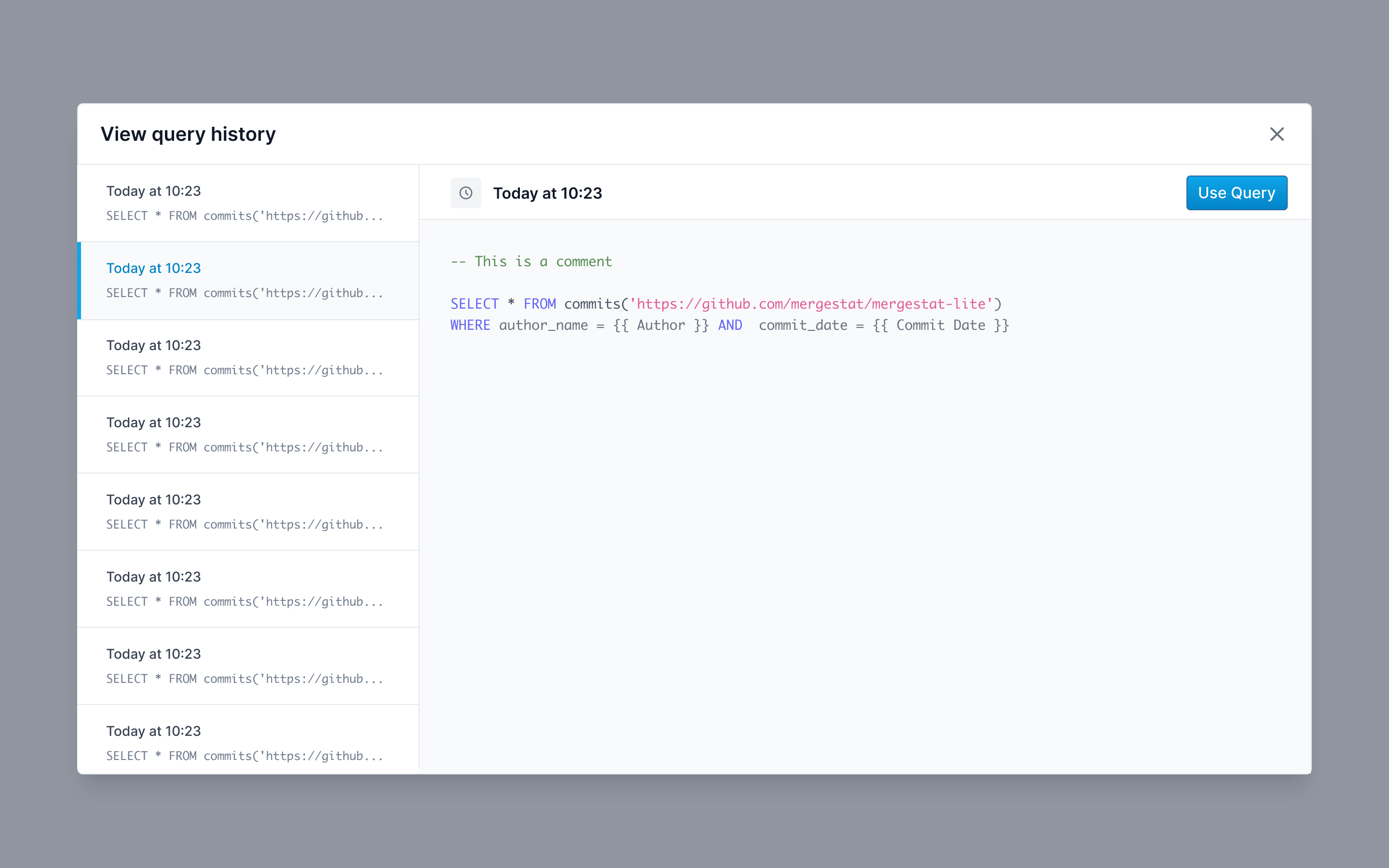 Implement Frontend Experience For Initial Query History · Issue 784 · Mergestat Mergestat · Github