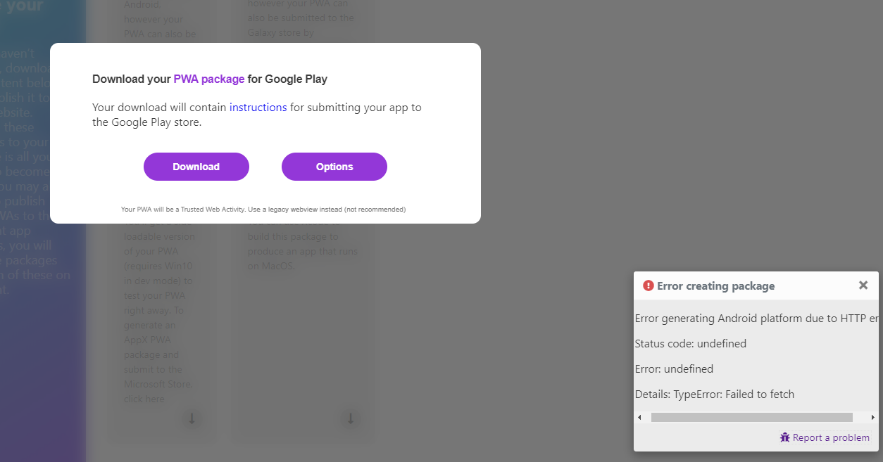 Error generating androidTWA package · Issue #1024 · pwa-builder/PWABuilder · GitHub