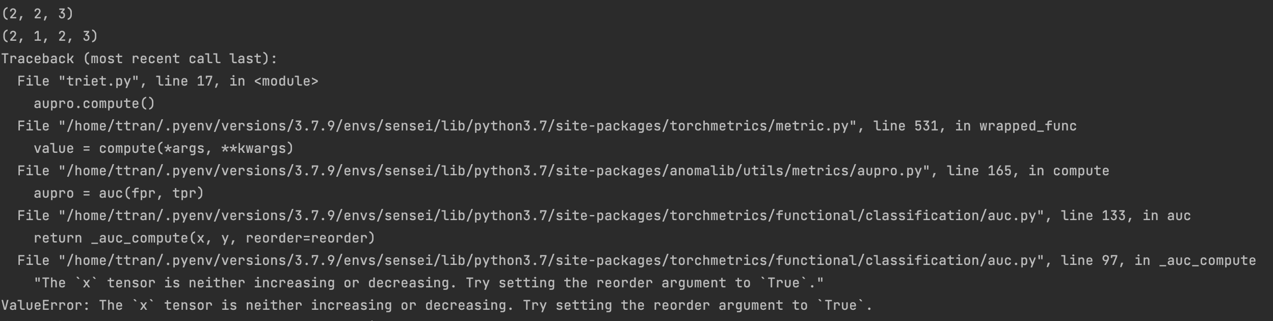 [Bug]: AUPRO score raise ValueError · Issue #943 · openvinotoolkit/anomalib · GitHub