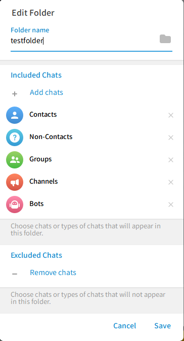 Archived chat can't be add to a folder excluded chats list · Issue ...