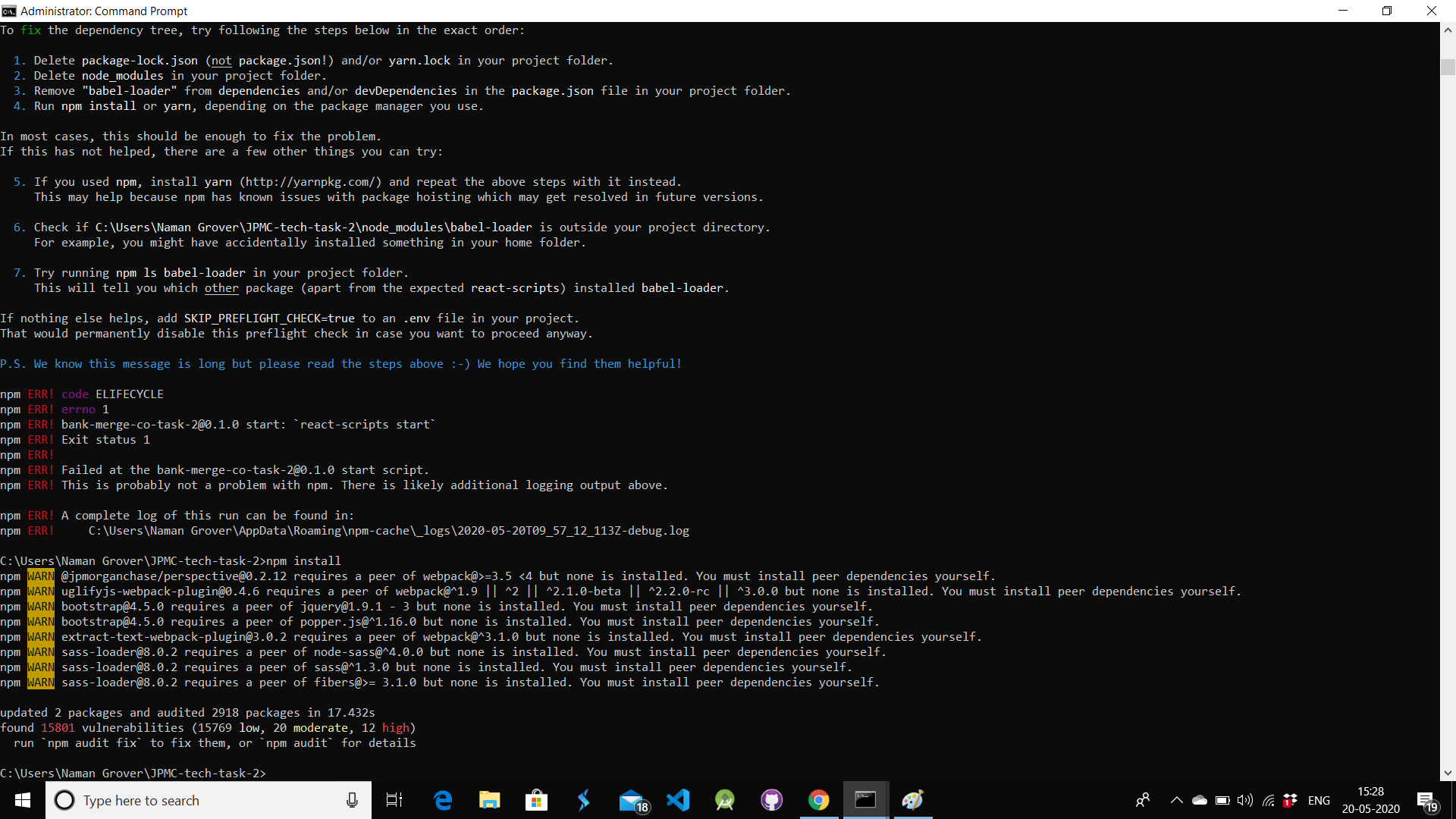 npm install · Issue #158 · insidesherpa/JPMC-tech-task-2 · GitHub