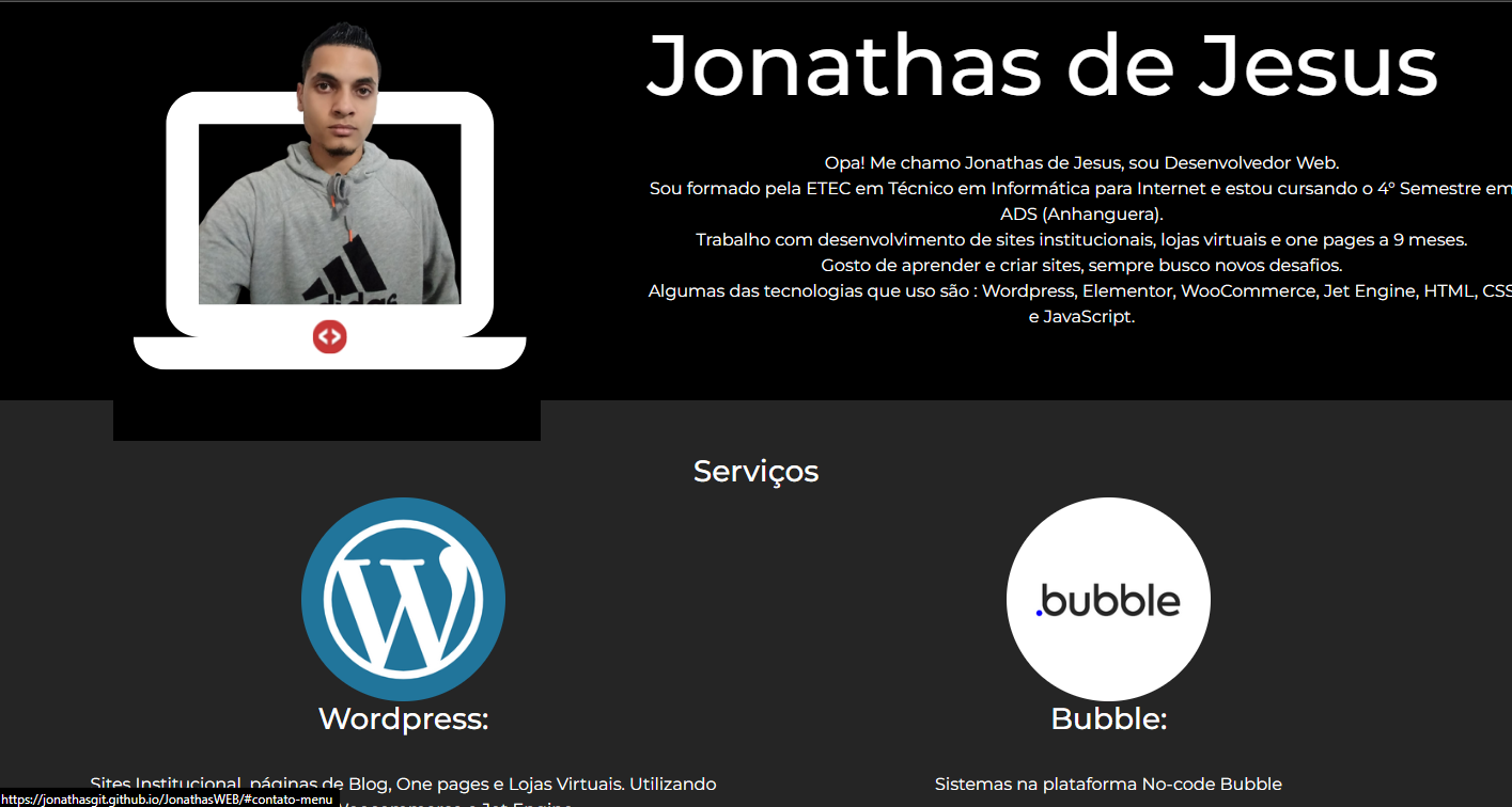 GitHub - JonathasGit/JonathasWEB: Portfólio Jonathas - Desenvolvedor WEB 🚀🚀🚀Concluído🚀🚀🚀