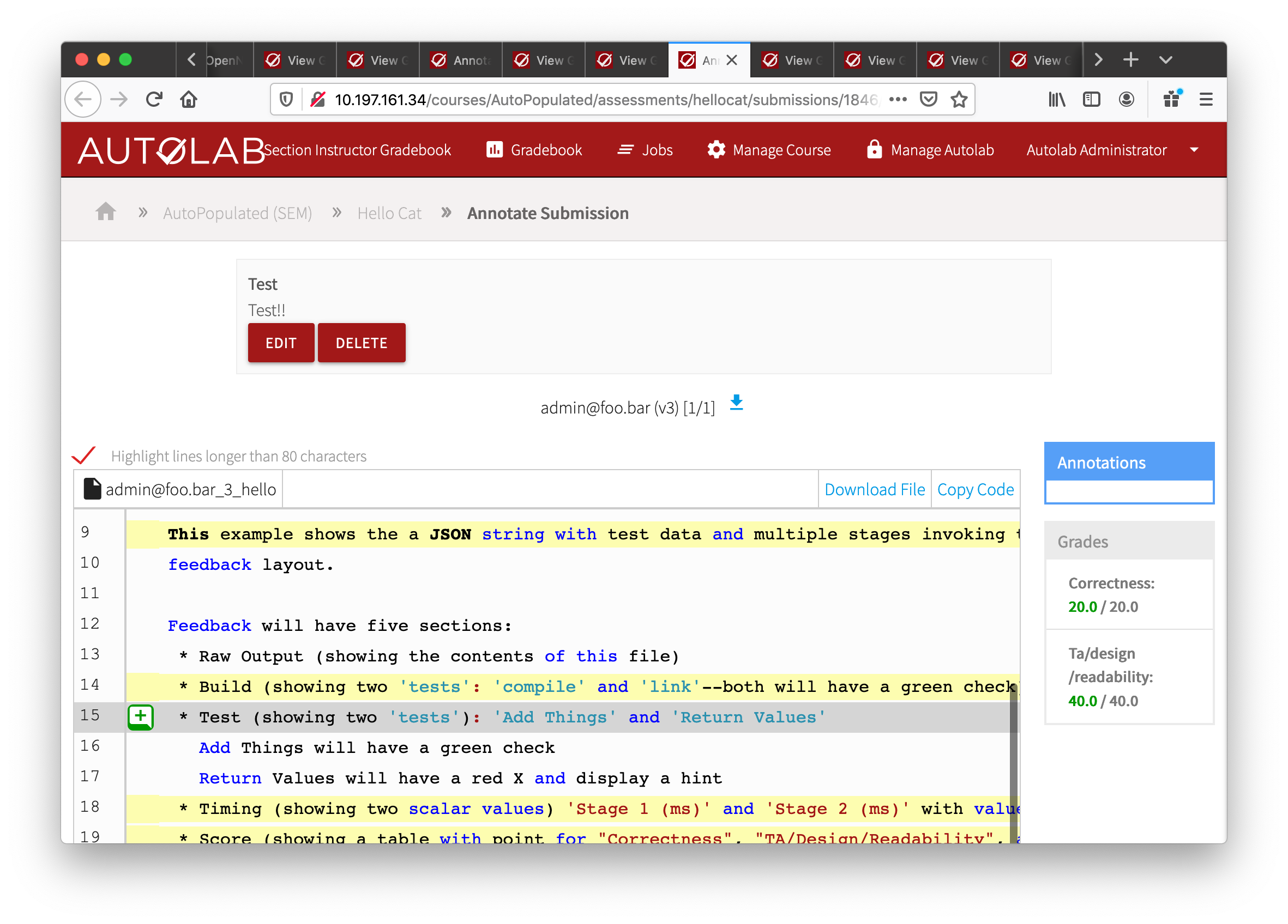 Annotate Submission view + Announcement · Issue #1199 · autolab/Autolab · GitHub
