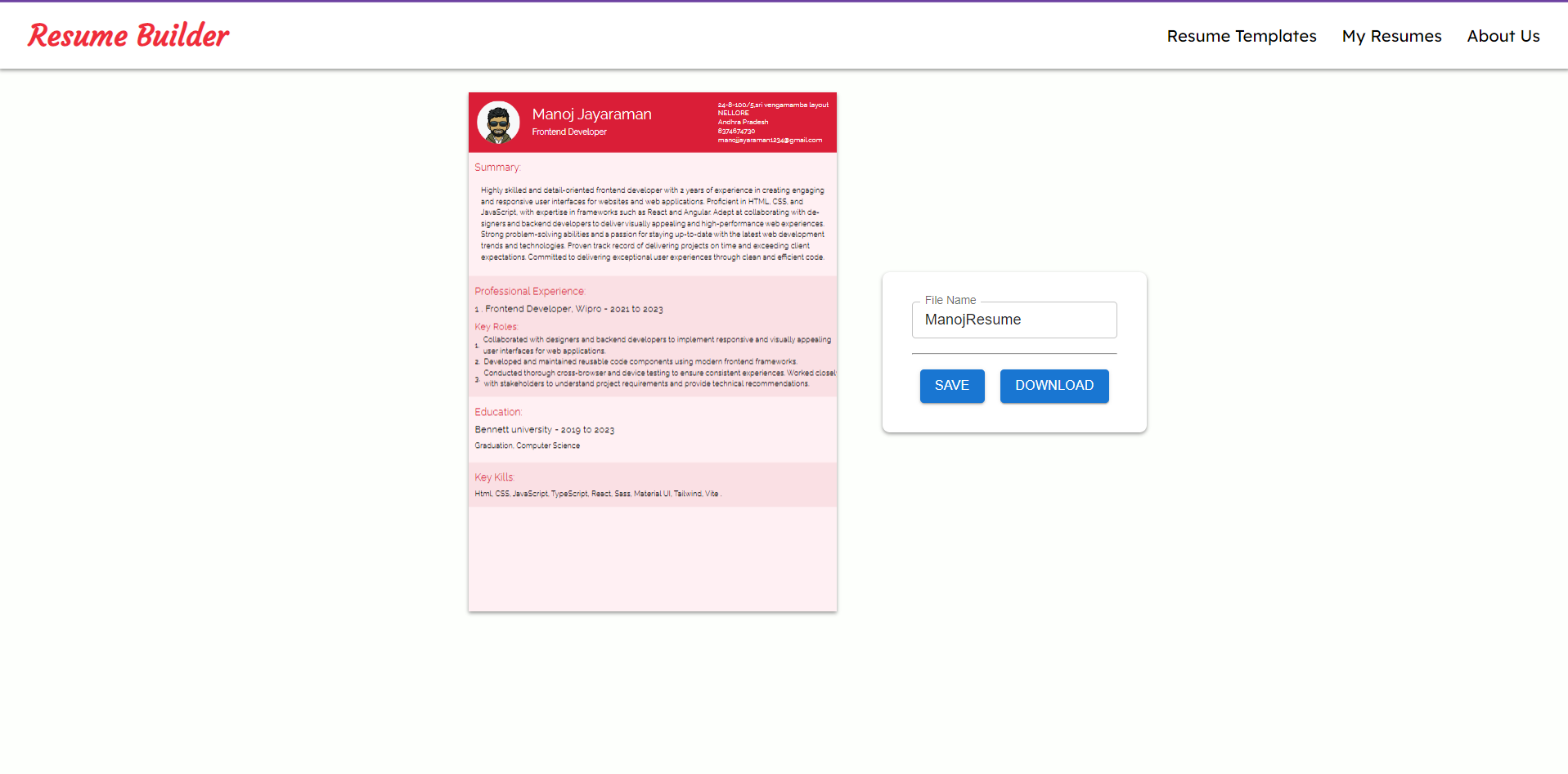 GitHub - manoj-jayaraman2001/resume-builder: A simple and intuitive ...