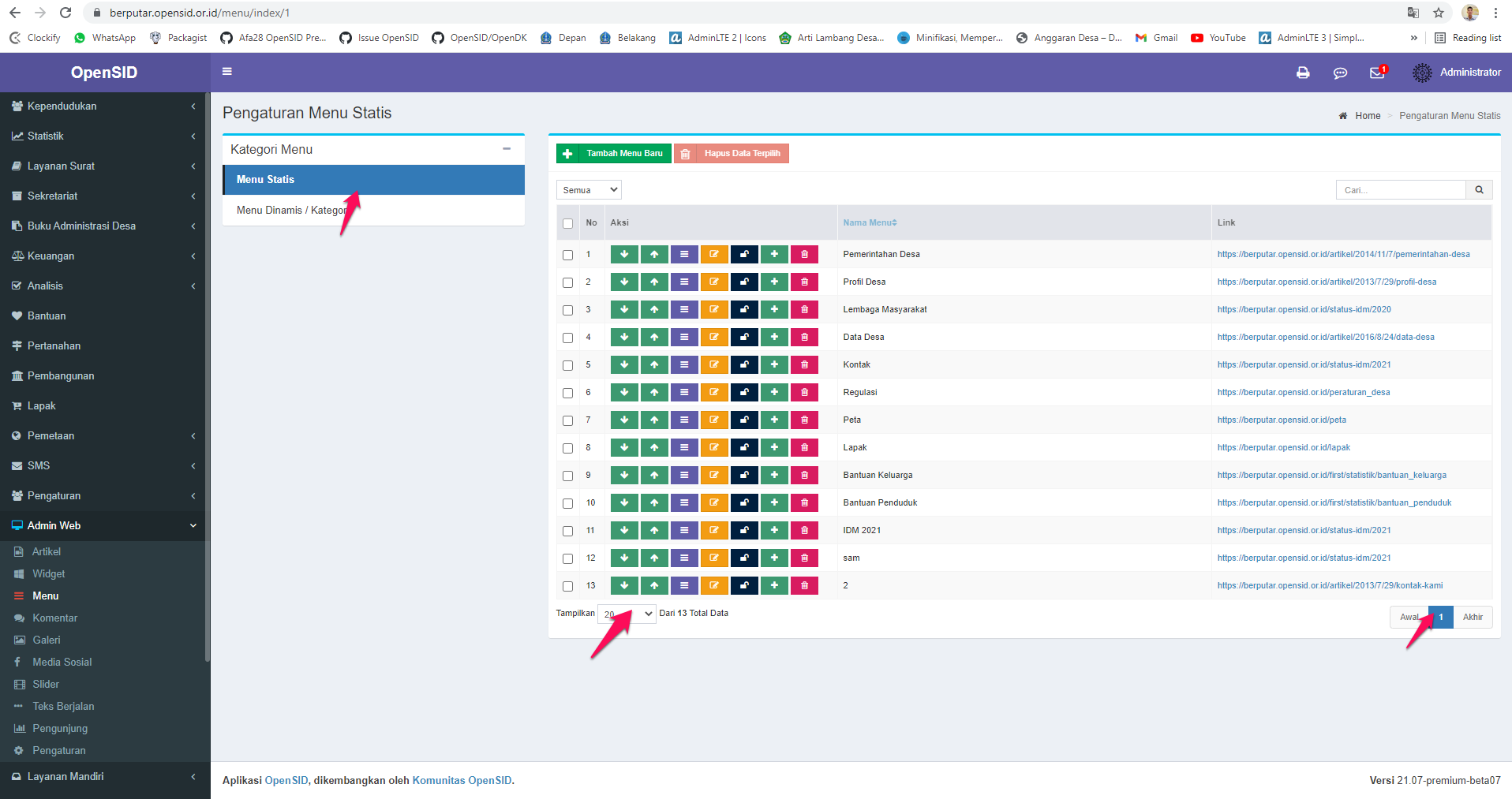 Paginasi Halaman Menu Statis [BUG] · Issue #4309 · OpenSID/OpenSID · GitHub