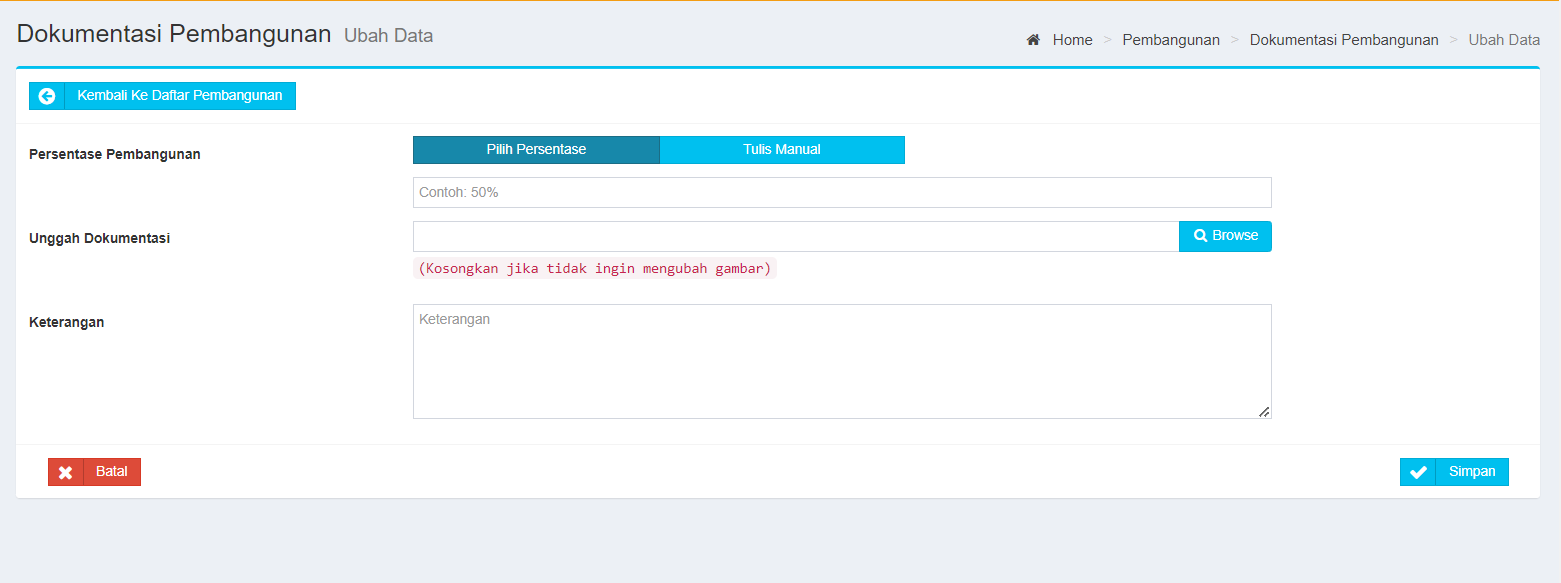 Bug/error: Defaul Pilih Jenis Presentasi Pembagunan pada Dokumentasi Pembagunan Tidak Sesuai ...