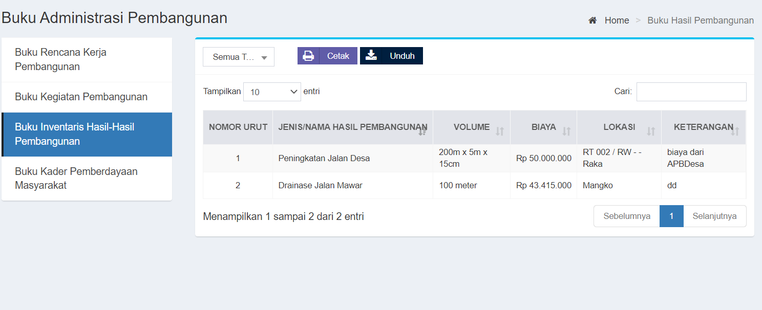 Bug/error: Fungsi urutkan data tidak berfungsi pada modul Buku Administrasi Pembangunan > Buku ...