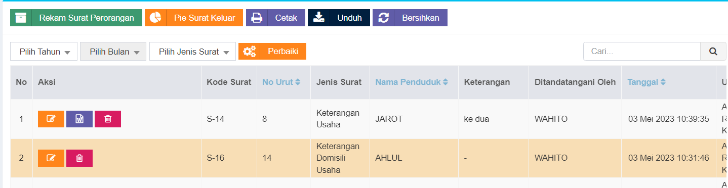 Bug/error: Arsip Layanan tidak tampil jika melakukan cetak surat yang sama yang telah dihapus ...