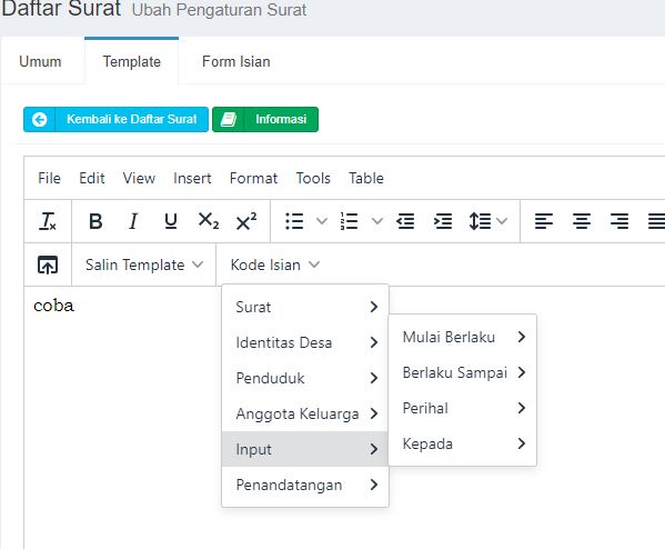 Permintaan fitur: Sediakan tombol simpan sementara pada template surat · Issue #6643 · OpenSID ...