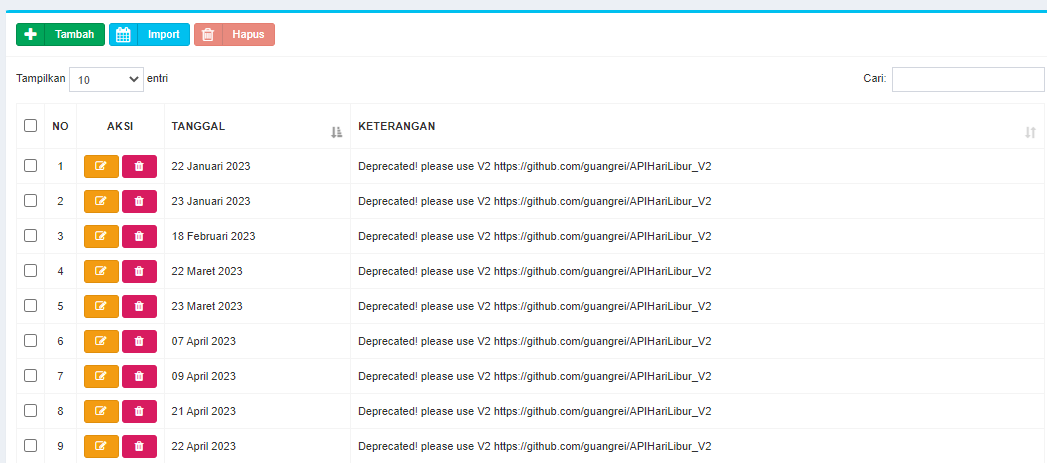 Bug/error: Impor hari libur menyimpan data yang salah · Issue #6705 · OpenSID/OpenSID · GitHub