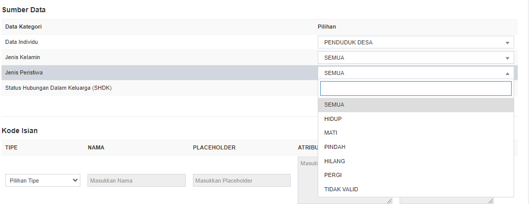 Kode Isian Perisitiwa · Issue #6782 · OpenSID/OpenSID · GitHub