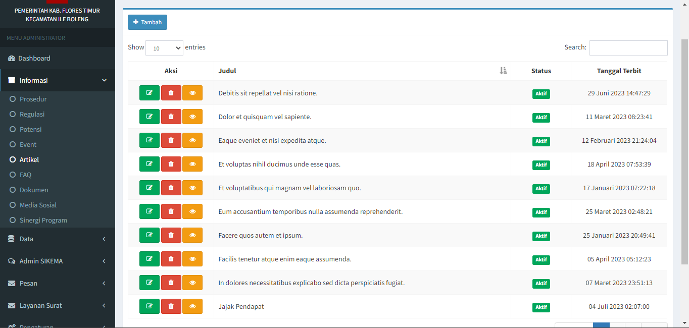 Urutkan berdasarkan tgl terbit hilang setelah diurut berdasarkan judul · Issue #728 · OpenSID ...