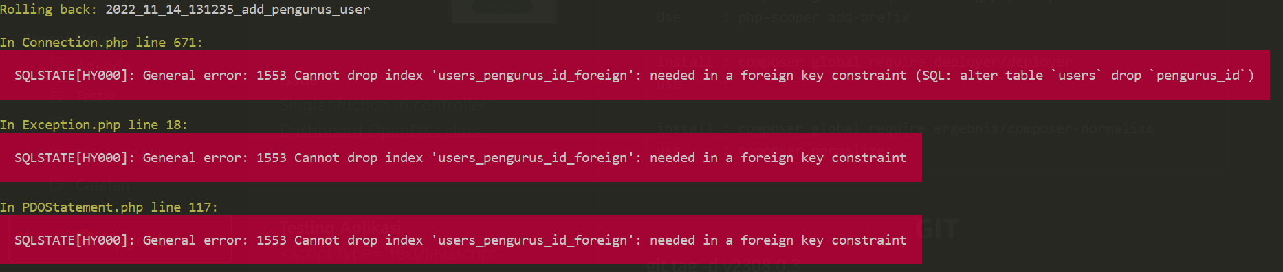 Gagal melakukan migration::rollback · Issue #821 · OpenSID/OpenDK · GitHub