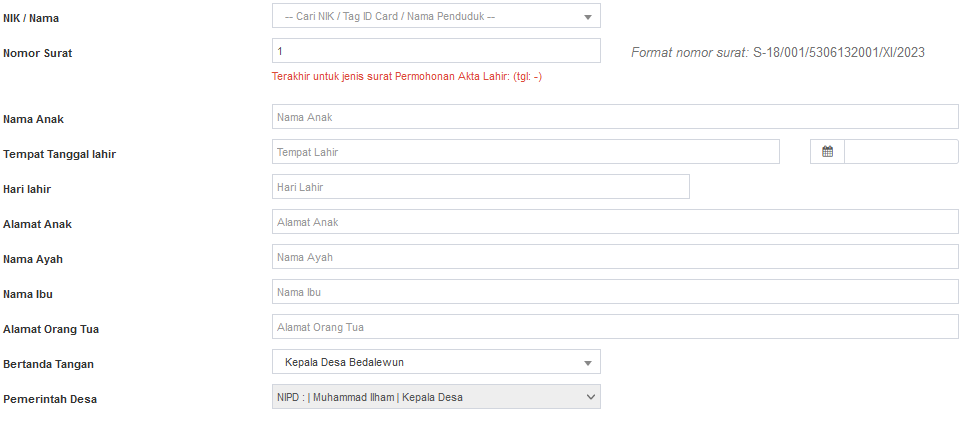 Surat Permohonan Akta Lahir · Issue #7335 · OpenSID/OpenSID · GitHub