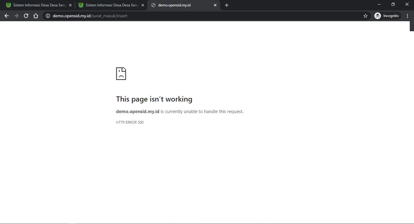 Error simpan surat masuk · Issue #3594 · OpenSID/OpenSID · GitHub