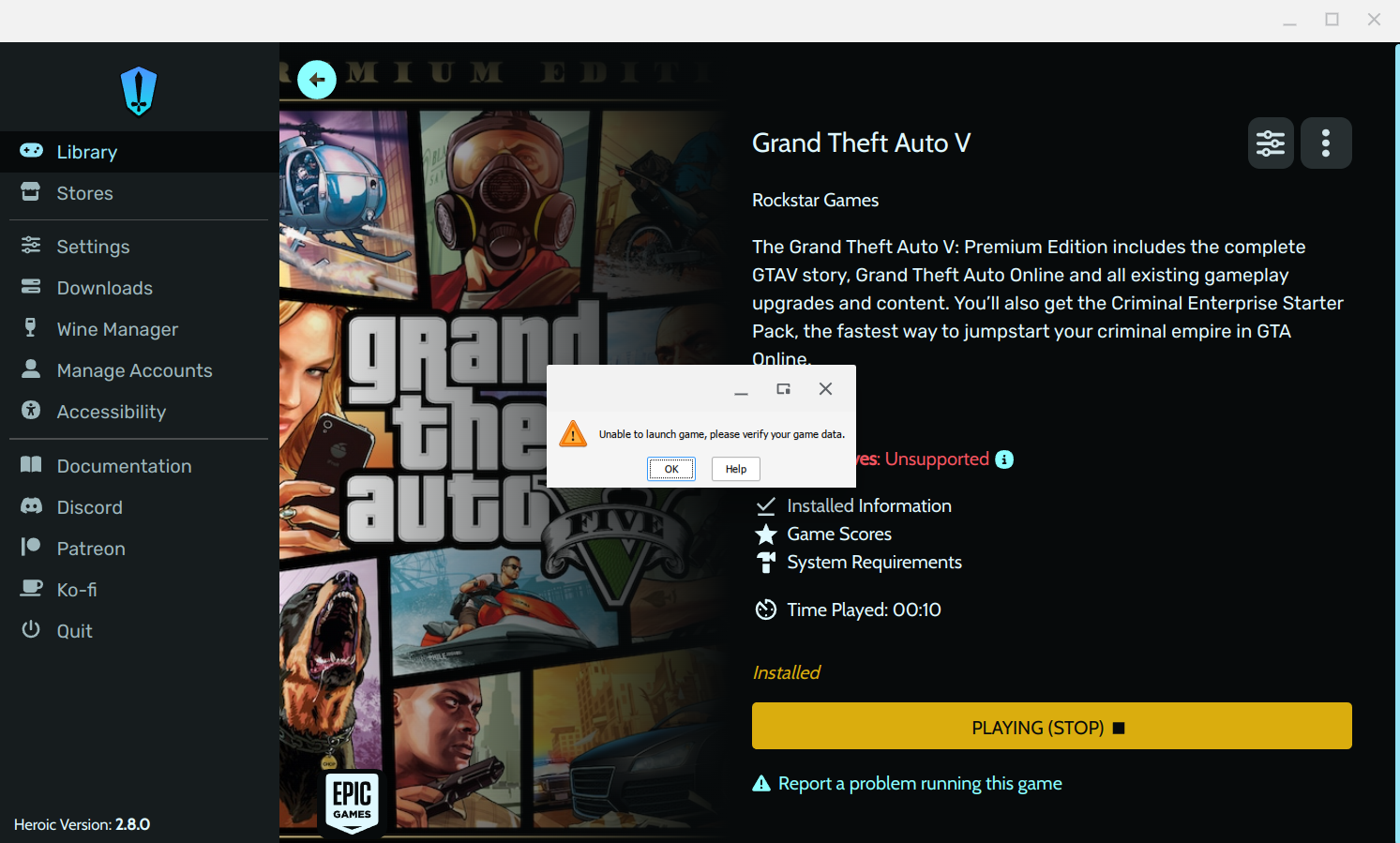 Unable to launch GTA5 from Epic game store · Issue #2845 · Heroic-Games-Launcher ...