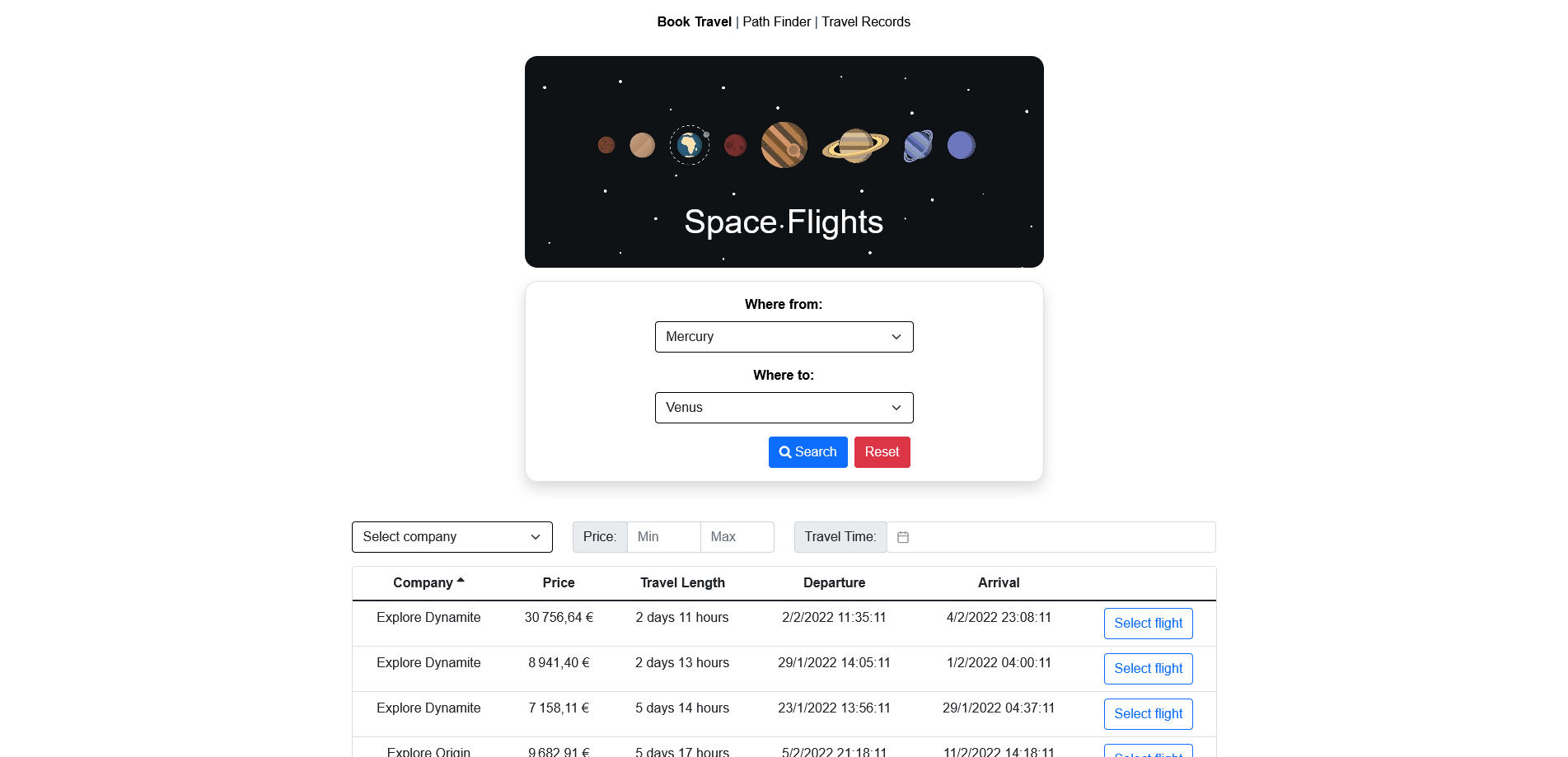 Github Siimliinat Spaceflights