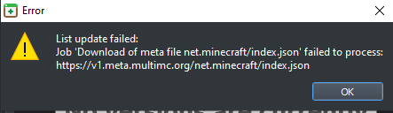 MultiMC list update failed · Issue #2905 · MultiMC/Launcher · GitHub
