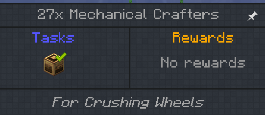 Questbook demands 27 Mechanical Crafters, crushing wheel recipe only needs 21 · Issue #21 ...