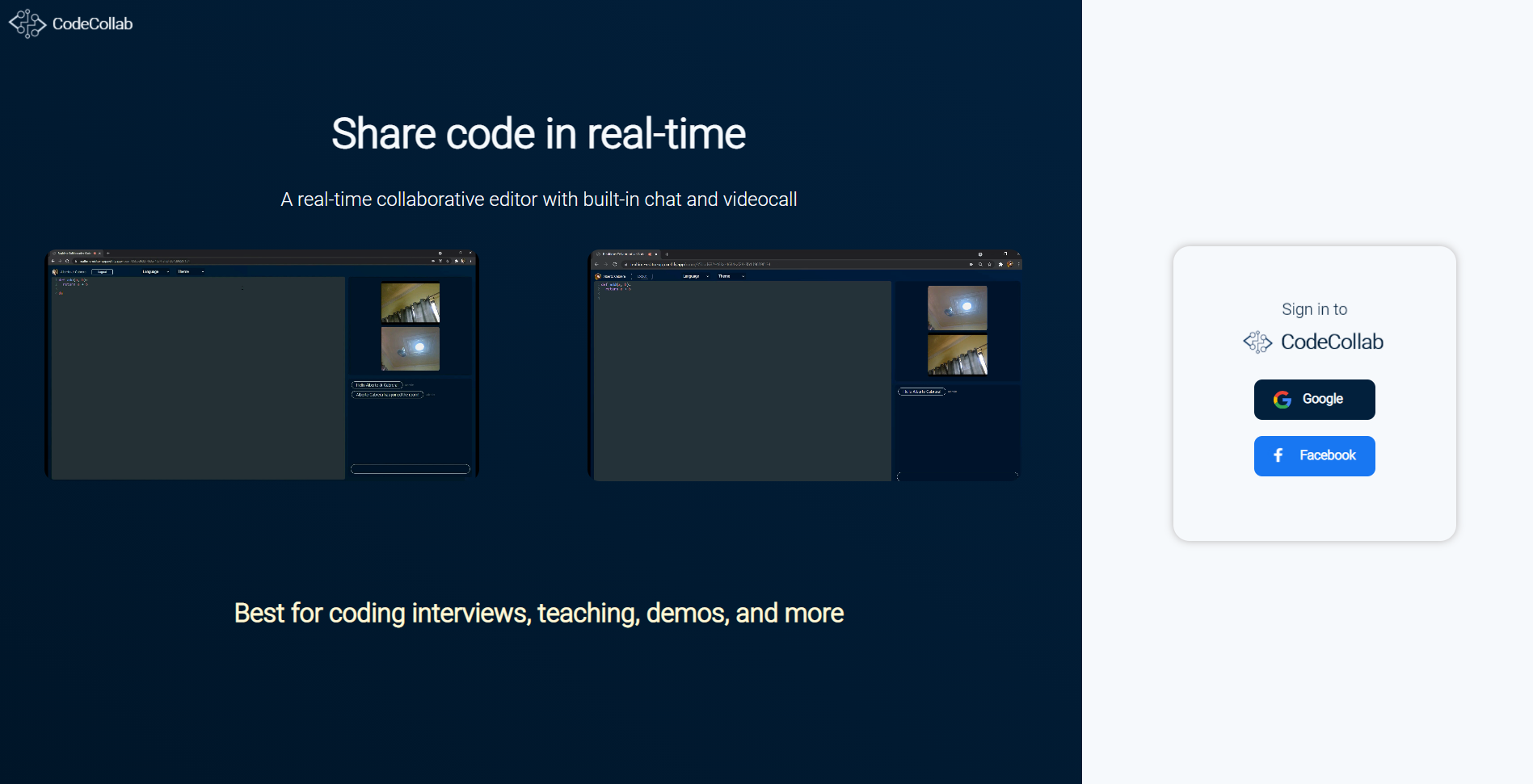 GitHub - AlbertoCabreraJr/collaborative-editor-with-video-call-and-chat ...