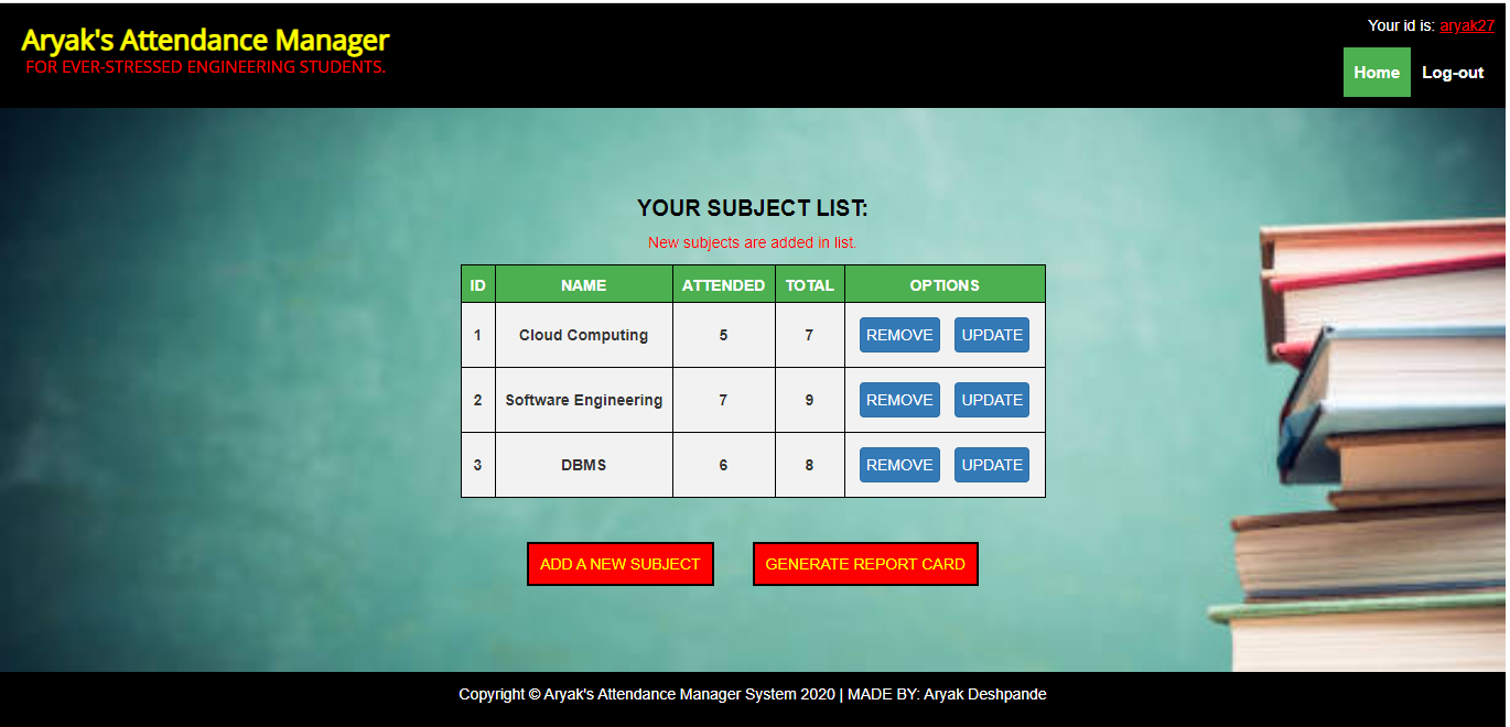 GitHub - aryak0512/AttendanceManager: Attendance manager system created ...