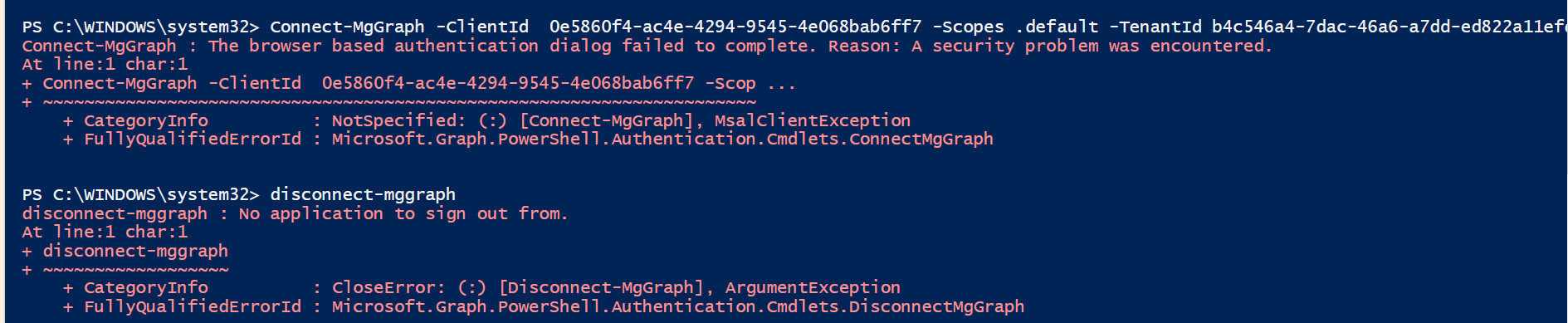 Connect Mggraph Failing Intermittently · Issue 2277 · Microsoftgraphmsgraph Sdk Powershell 7831