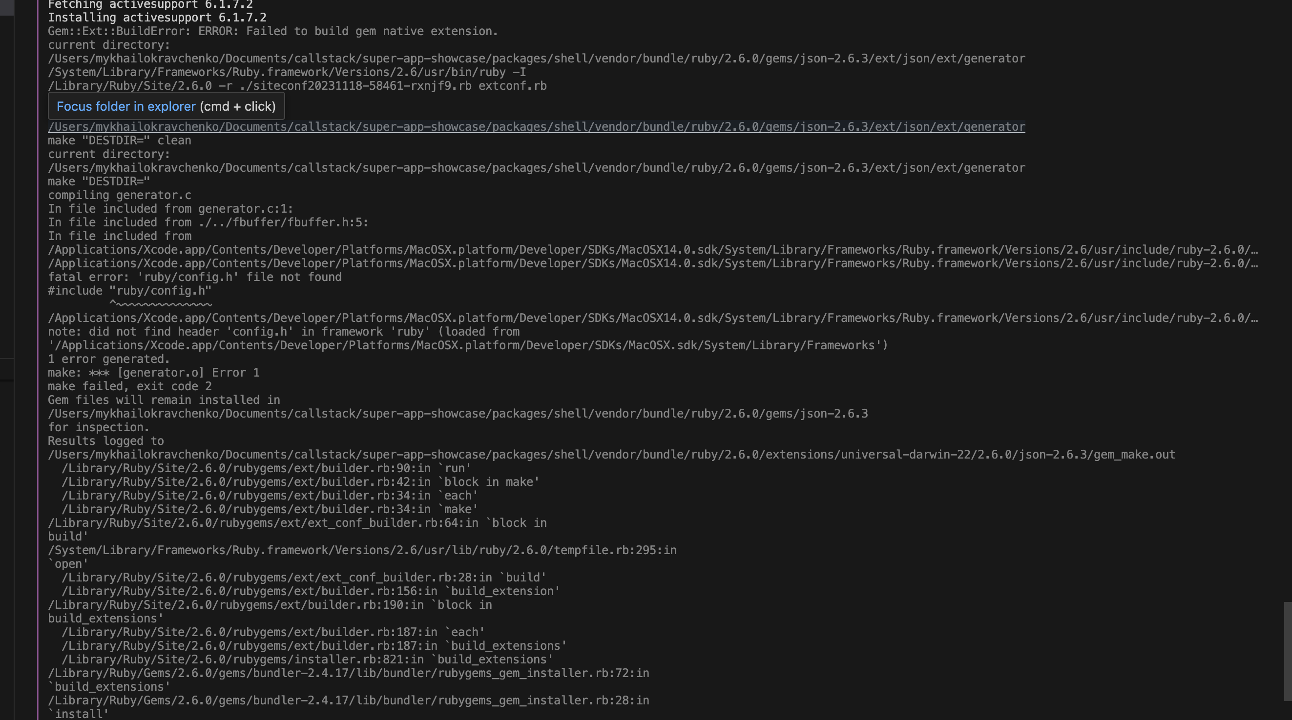 Failed to launch Android & Failed to install Pods and launch IOS · Issue #74 · callstack/super ...