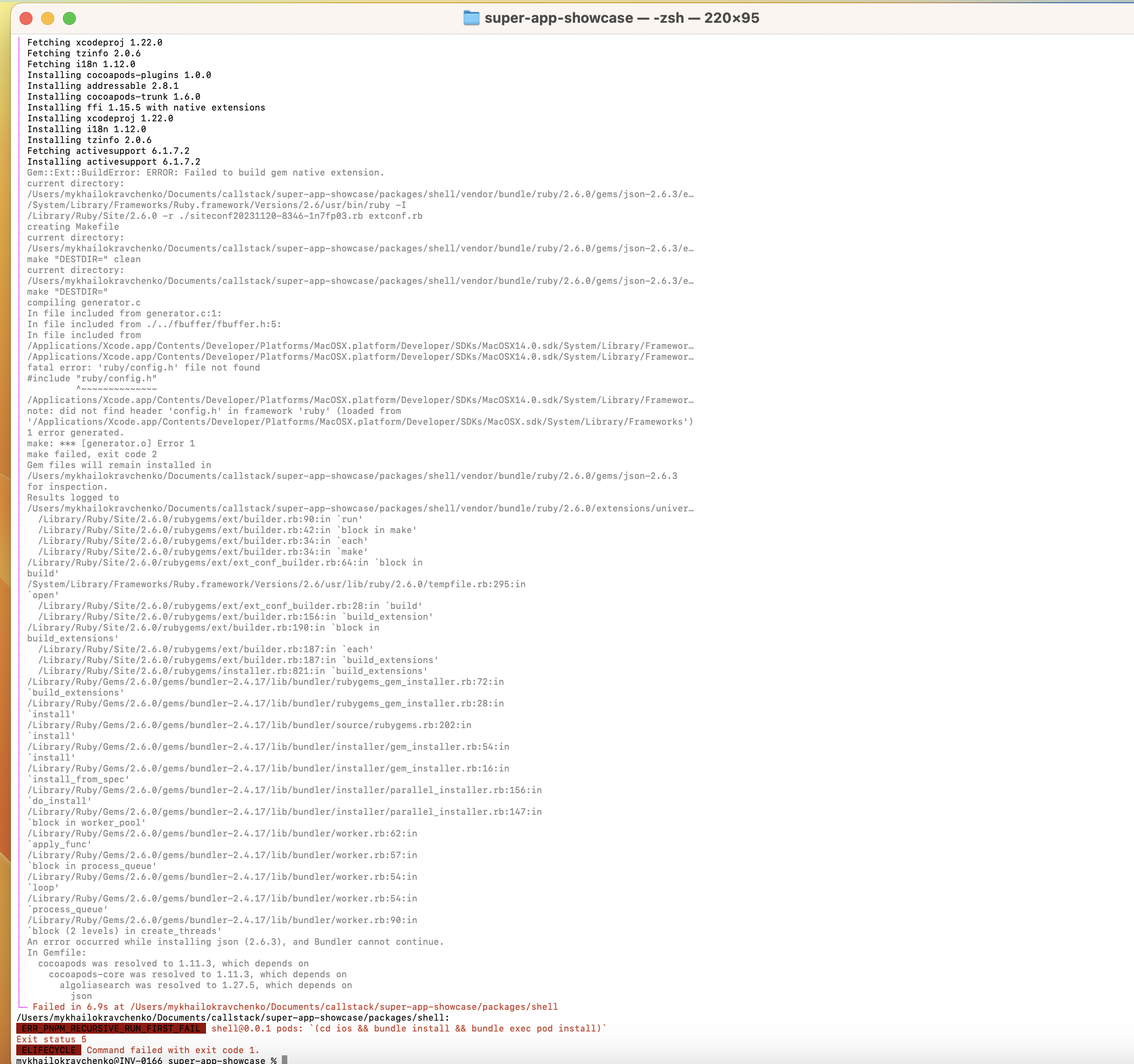 Failed to launch Android & Failed to install Pods and launch IOS · Issue #74 · callstack/super ...