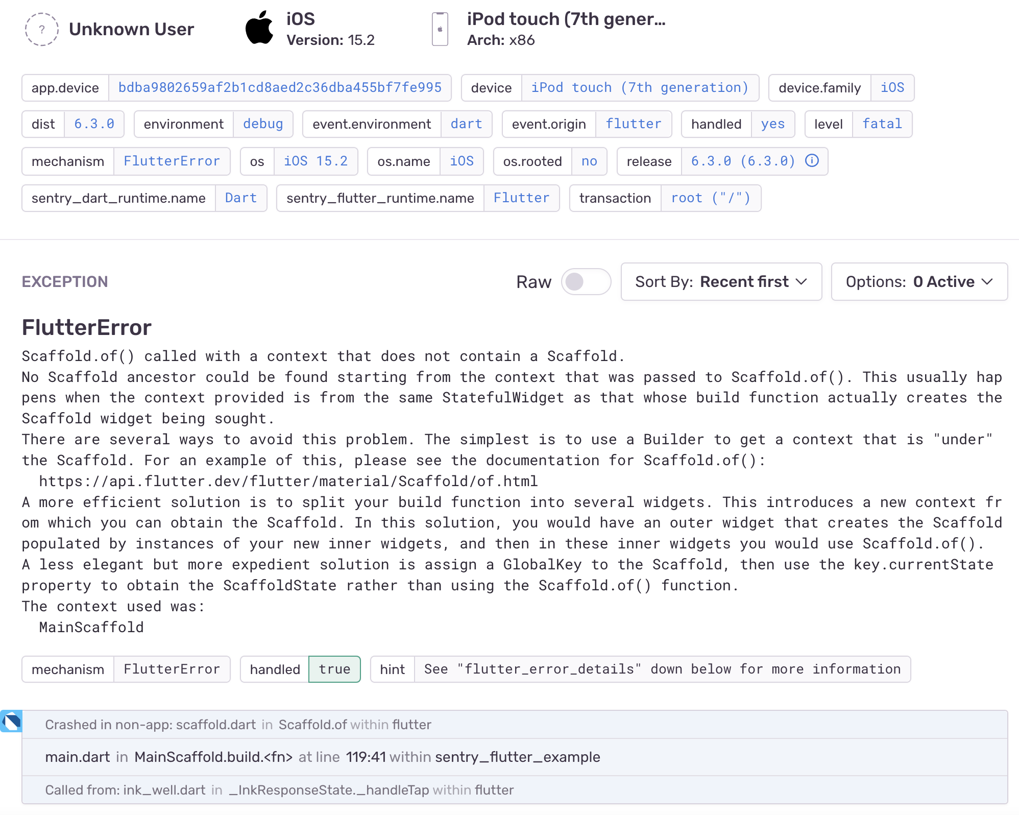 Logging Not Working In Flutter Sentry S Ios Version On A Self Hosted Sentry Server Version