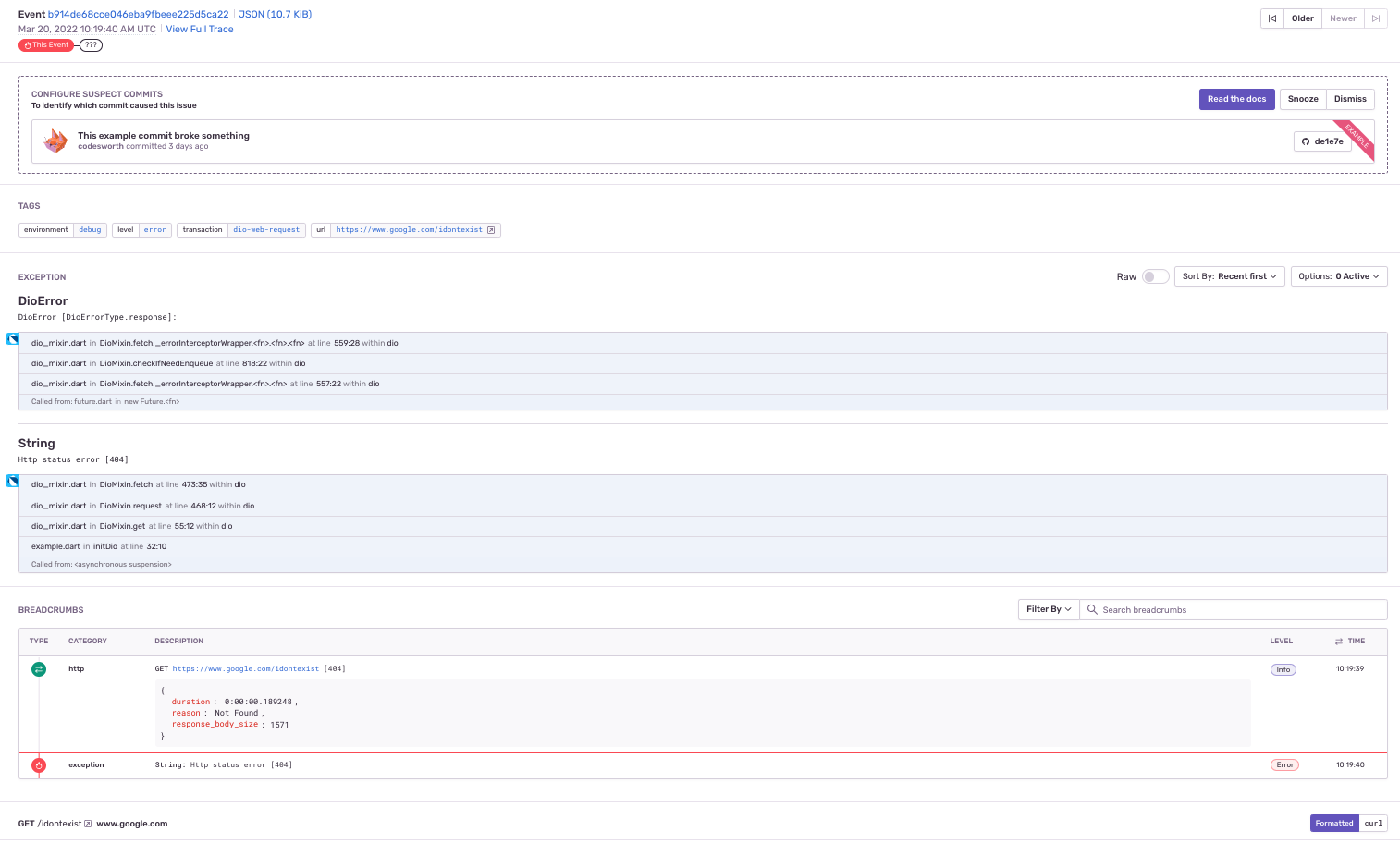 Catch StateError in sentry_dio · Issue #790 · getsentry/sentry-dart · GitHub