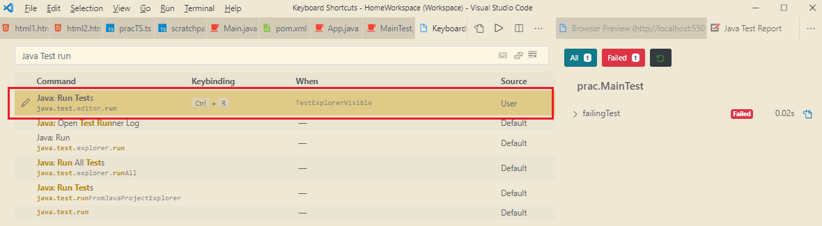 Detect the presence of Test Report (Test Explorer) for keyboard ...