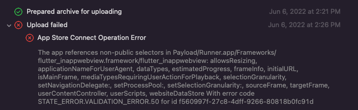 Unable to distribute to App Store Connect "app references non-public selectors" · Issue #1210 ...