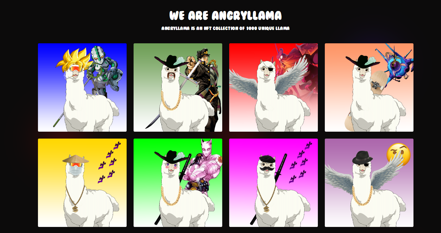 GitHub - Yannis-Alouache/AngryLlama: Nft collection website made with ... GitHub - Yannis-Alouache/AngryLlama: Nft collection website made with ...