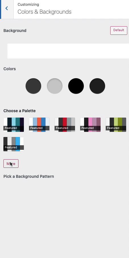 Argent More Button Under Appearance Customize Colors And Backgrounds Doesnt Work · Issue