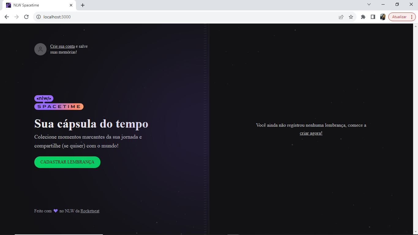 GitHub - YasmimS/nlw-spacetime-ignite: Projeto desenvolvido durante a Next Level Week Spacetime ...
