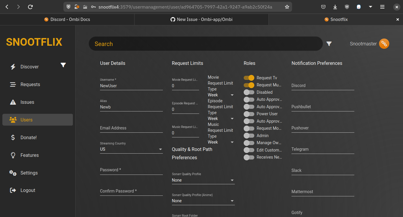 Discord Notification Preference for New User isn't saved · Issue #4754 · Ombi-app/Ombi · GitHub